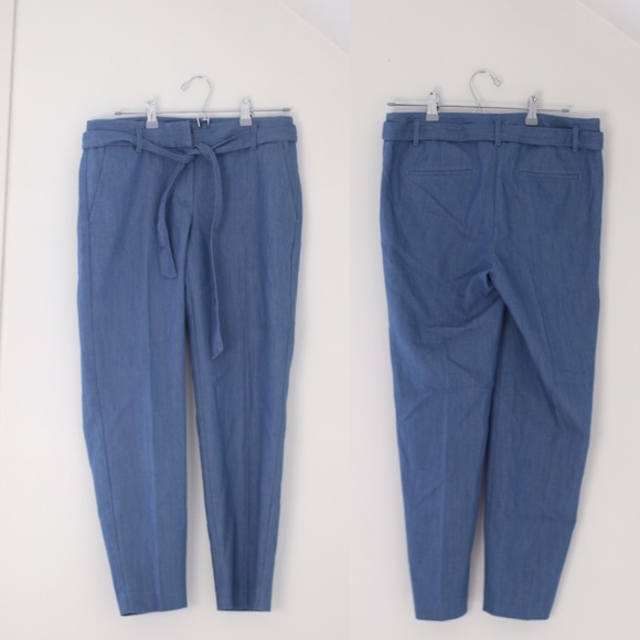 LOFT | Pants & Jumpsuits | Loft Chambray Tie Waist Slim Pants Work ...